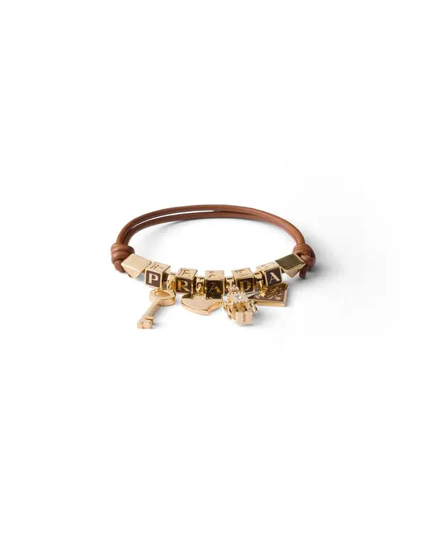 Prada Nappa Eather And Meta Braceet - Brown