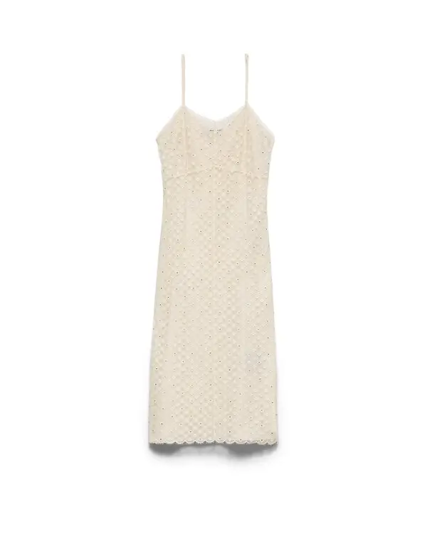 Prada Embroidered Lace Dress - Neutral