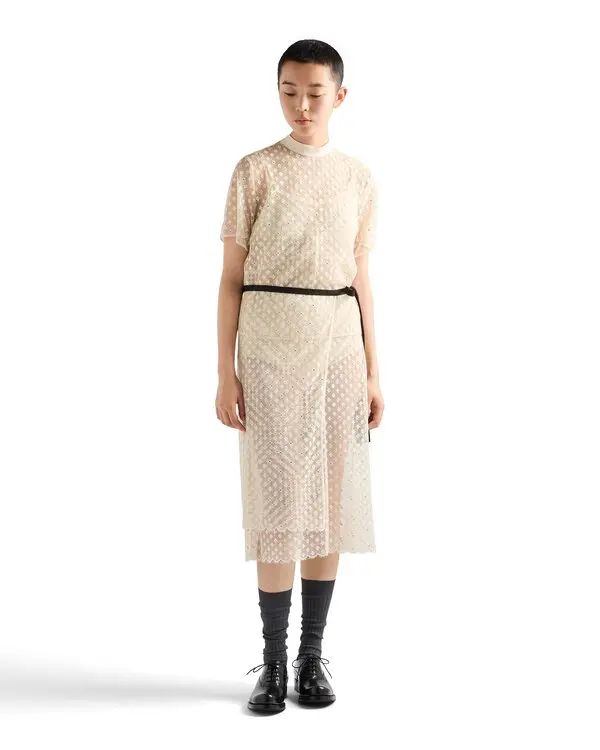 Prada Embroidered Lace Dress