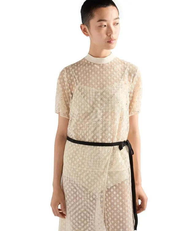 Prada Embroidered Lace Dress