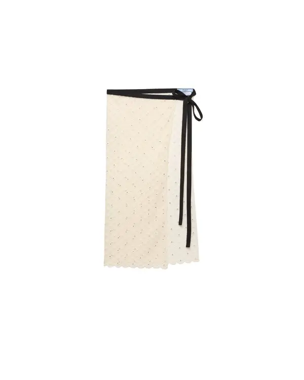 Prada Embroidered Lace Apron - Neutral