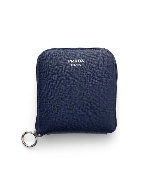 Prada Saffiano Leather Pendant With Re-nylon Tote Bag - Blue