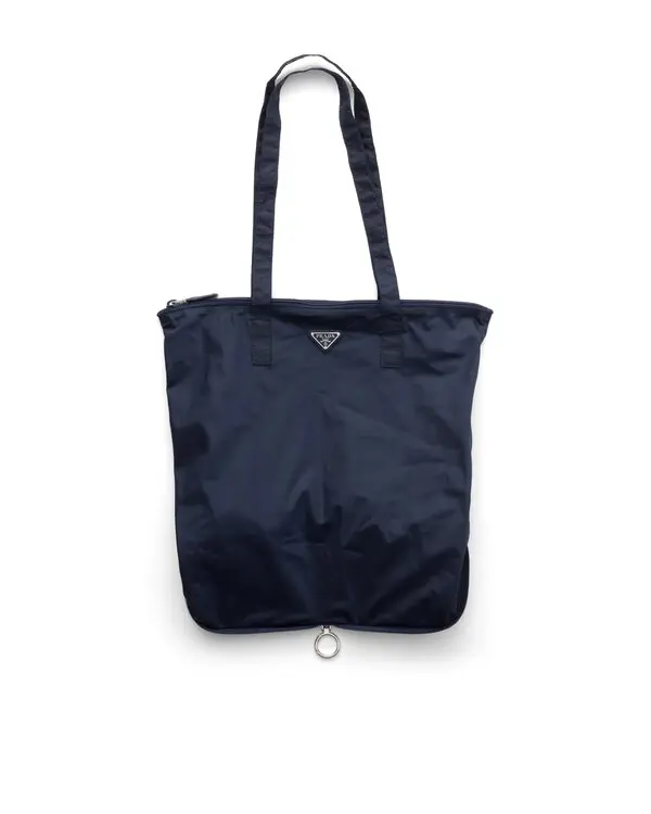 Prada Saffiano Leather Pendant With Re-nylon Tote Bag