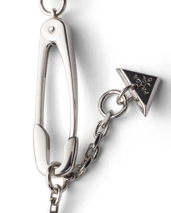 Prada Metal And Pearl Necklace