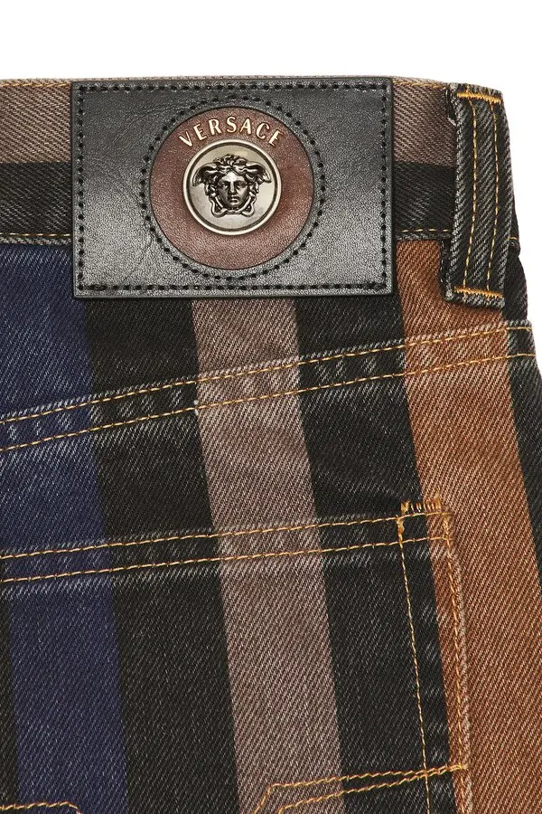 Versace Rigid Denim With Stripe Print - Multicolor