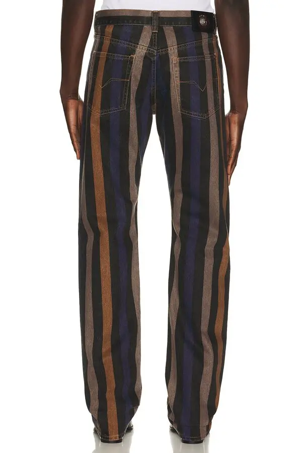 Versace Rigid Denim With Stripe Print