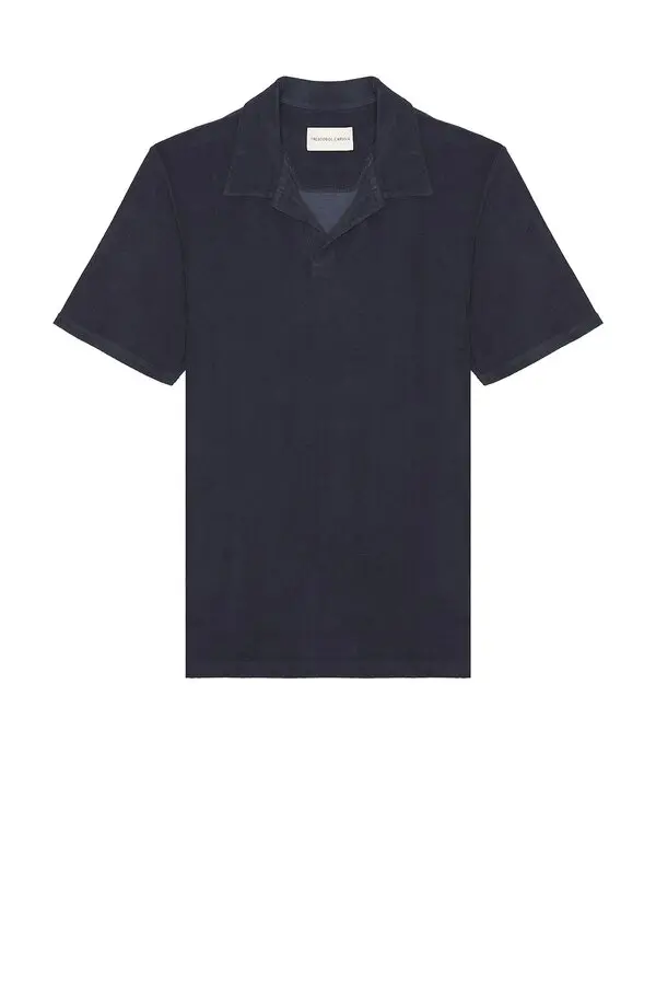 Frescobol Carioca Faustino Terry Cotton Blend Polo Short Sleeve - Navy Blue