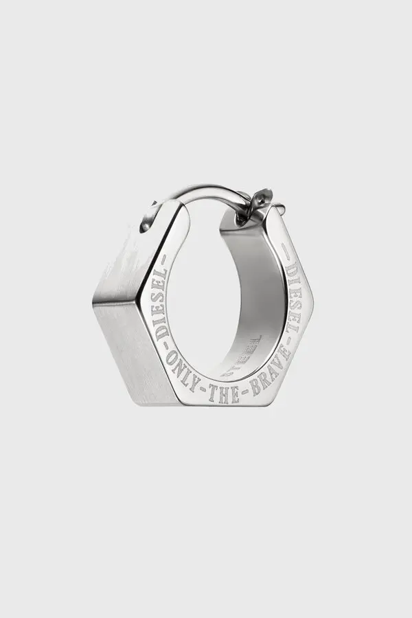 DIESEL® Stainless Steel Hoop Earring - Silver