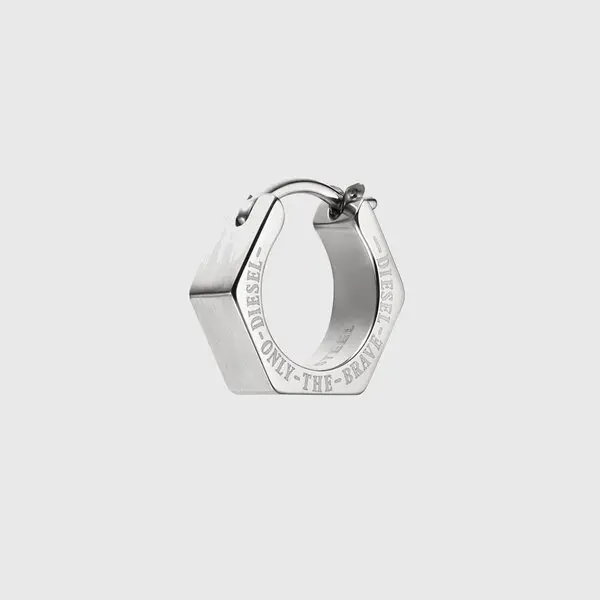 DIESEL® Stainless Steel Hoop Earring - Silver