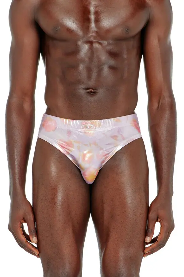 DIESEL® Metallic Swim Briefs With Floral Print - Violet