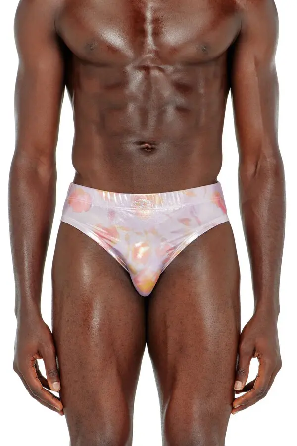 DIESEL® Metallic Swim Briefs With Floral Print - Violet