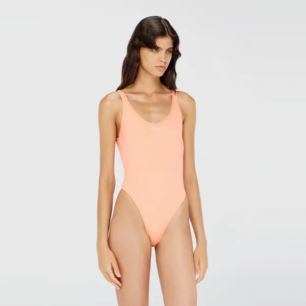 DIESEL® Embellished Crystal Oval D Logo One-piece Swimsuit - Pink