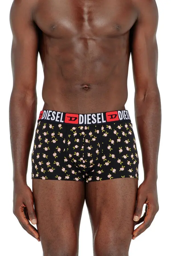 DIESEL® Three-pack Of Stretch Cotton Trunks With Floral Print - Black