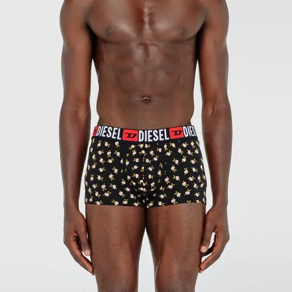 DIESEL® Three-pack Of Stretch Cotton Trunks With Floral Print - Black