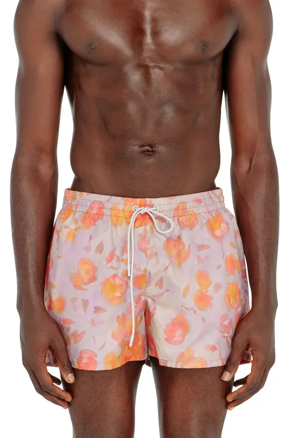 DIESEL® Metallic Floral Print Swim Shorts - Violet