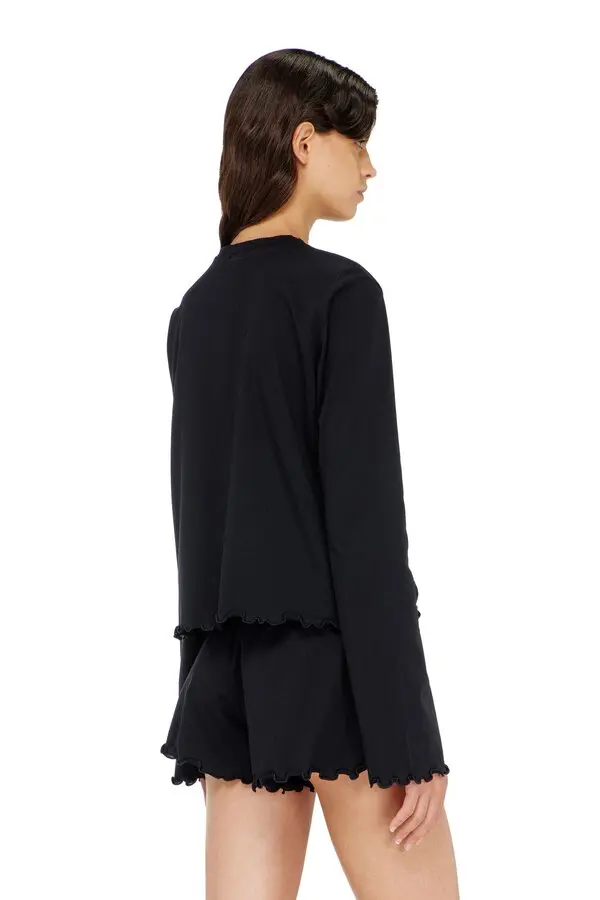 DIESEL® Pajama Set In Cotton With Floral Detail - Black