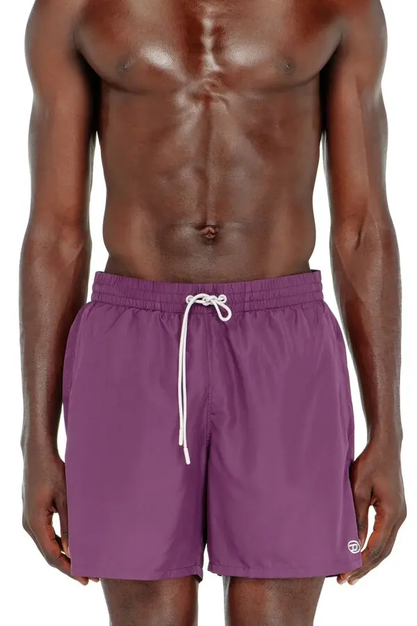 DIESEL® Swim Shorts With Metallic Oval D Logo - Violet