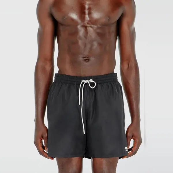 DIESEL® Swim Shorts With Embroidered Oval D Logo - Black