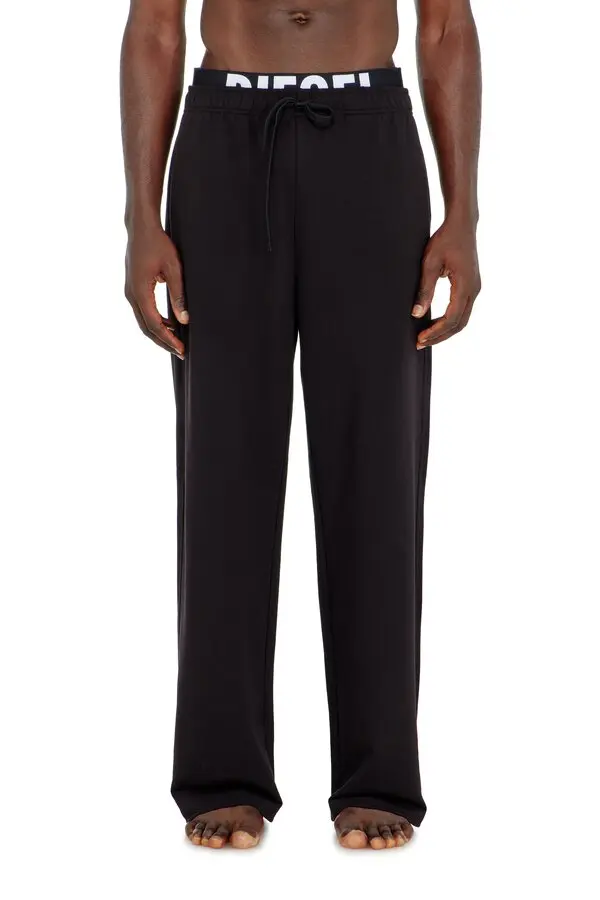 DIESEL® Cotton Sweatpants With Logo Waistband - Black