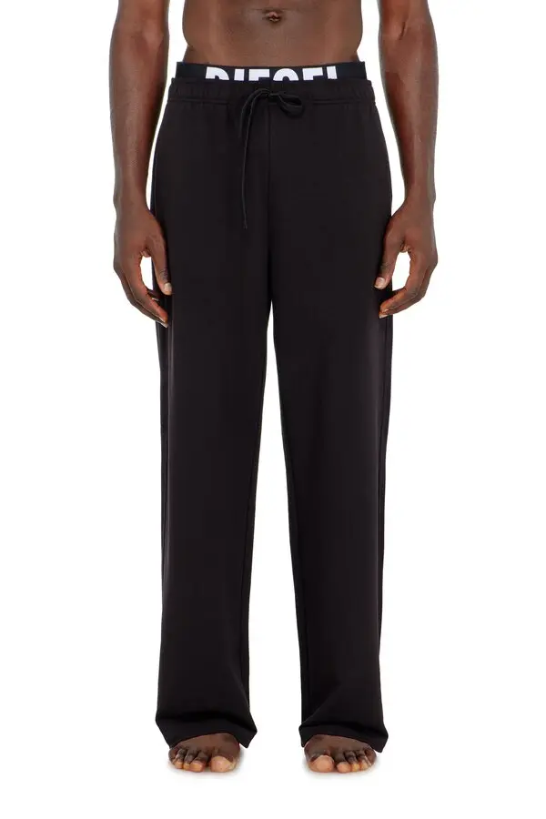 DIESEL® Cotton Sweatpants With Logo Waistband - Black