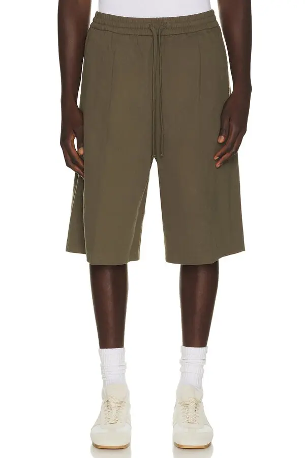 Fear Of God Relaxed Drawstring Short In Brown - Moss