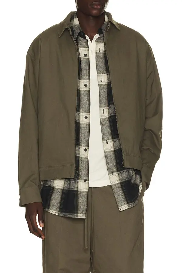 Fear Of God Work Jacket In Grey - Moss