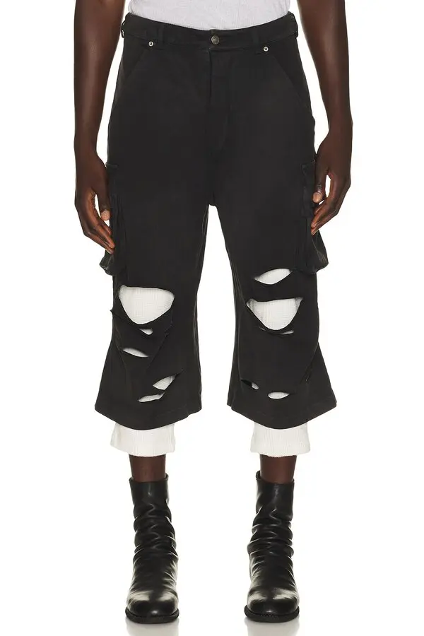 424 Ripped Bermuda Shorts - Black