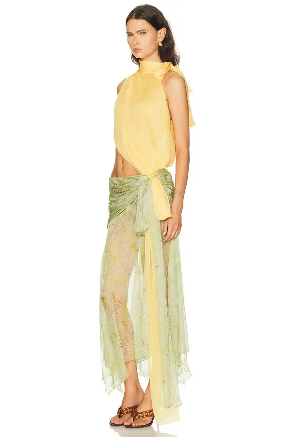 SIEDRES Dalia Two-toned Draped Chiffon Gown