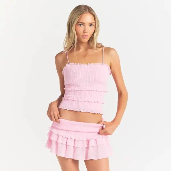 SKIMS Sheer Knit Ruffle Cami Top