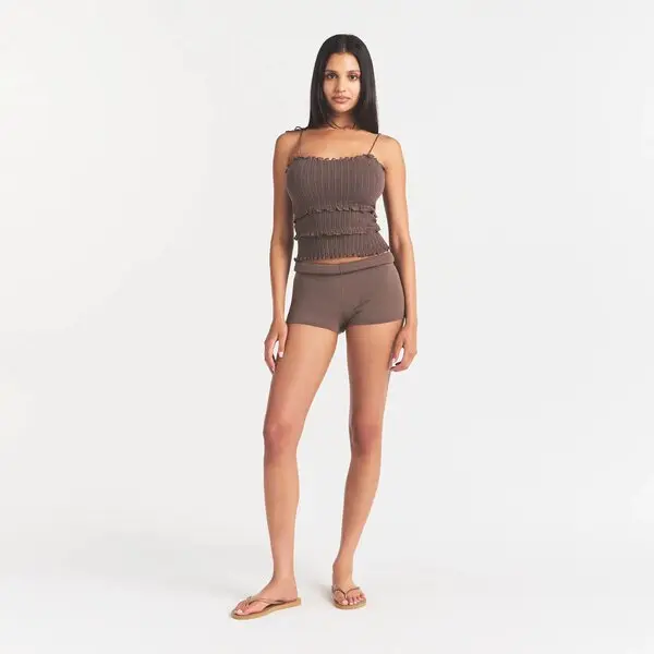 SKIMS Ruffle Cami Top | Purple | Small/medium | Sheer Knit - Amethyst