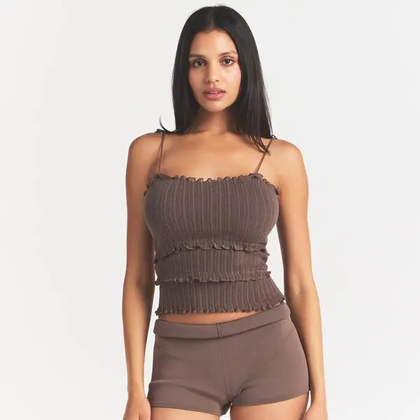 SKIMS Ruffle Cami Top | Purple | Small/medium | Sheer Knit