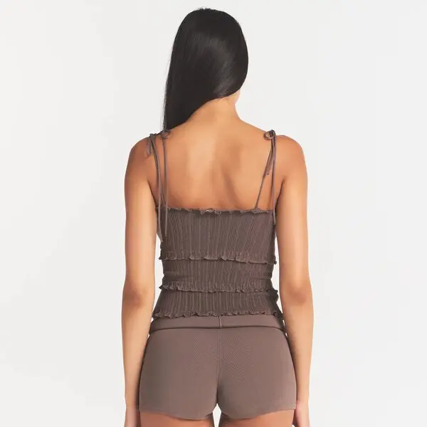 SKIMS Ruffle Cami Top | Purple | Small/medium | Sheer Knit
