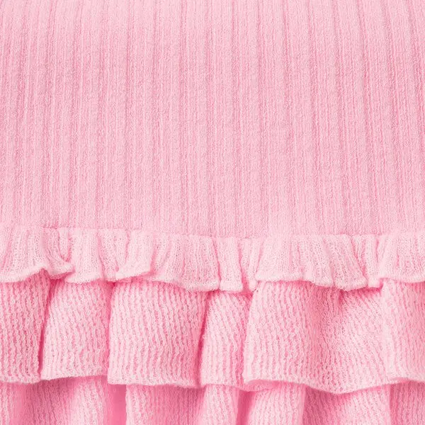SKIMS Ruffle Mini Skirt | Pink | | Sheer Knit
