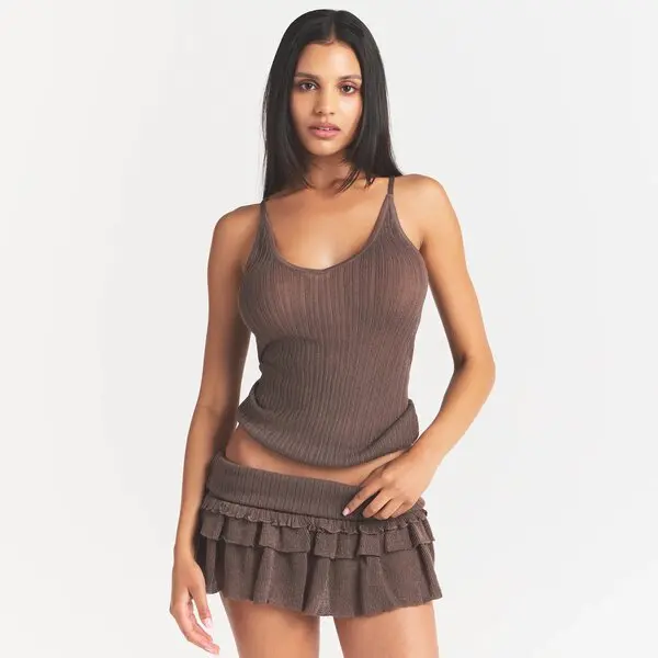 SKIMS Sheer Knit Plunge Tank - Amethyst