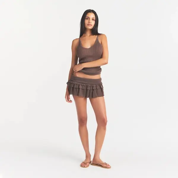 SKIMS Plunge Tank Top | Purple | | Sheer Knit - Amethyst