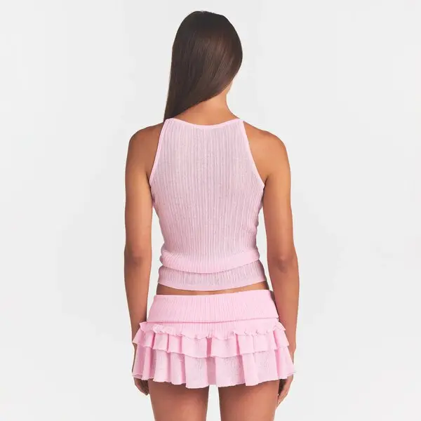 SKIMS Sheer Knit Plunge Tank - Peony