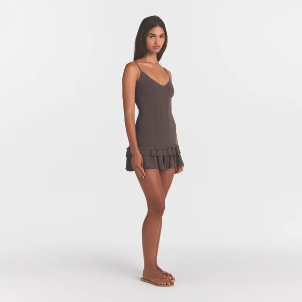 SKIMS Sheer Knit Ruffled Mini Dress
