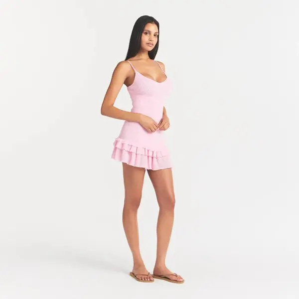 SKIMS Sheer Knit Ruffle Dress