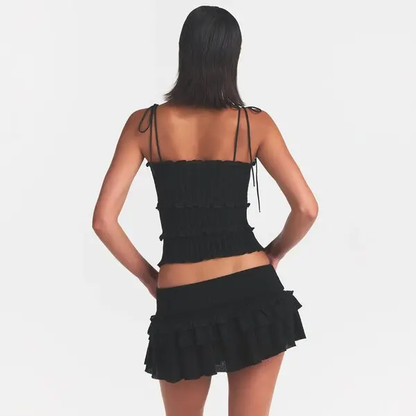SKIMS Ruffle Cami Top | Black | | Sheer Knit