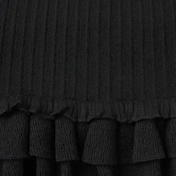 SKIMS Ruffle Mini Skirt | Black | | Sheer Knit