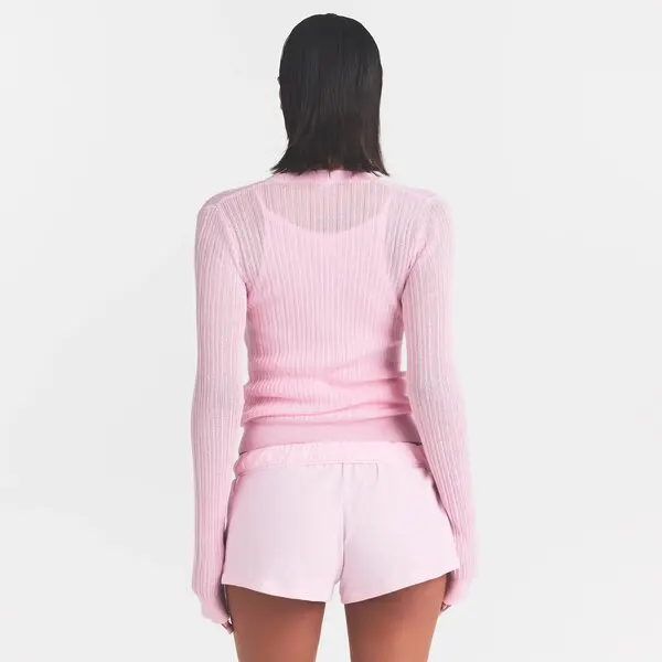 SKIMS Cardigan | Pink | | Sheer Knit