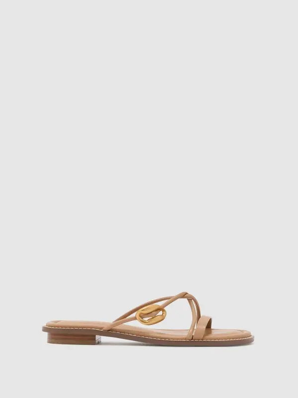 REISS Raina Leather Twist-strap Flat Sandals