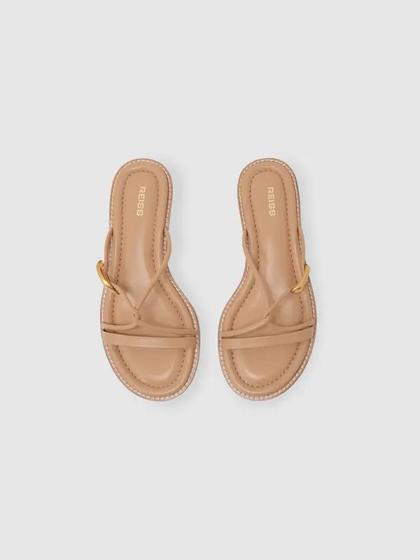 REISS Raina Leather Twist-strap Flat Sandals