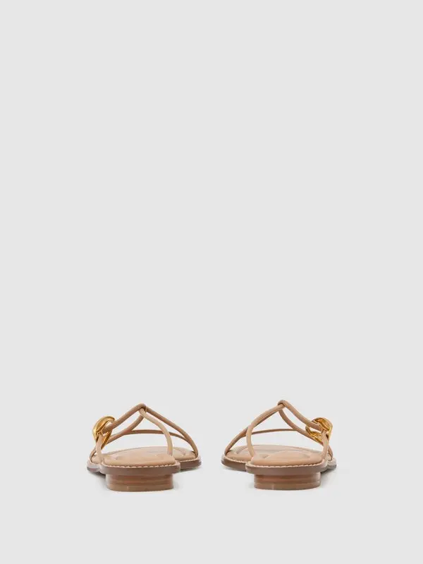 REISS Raina Leather Twist-strap Flat Sandals
