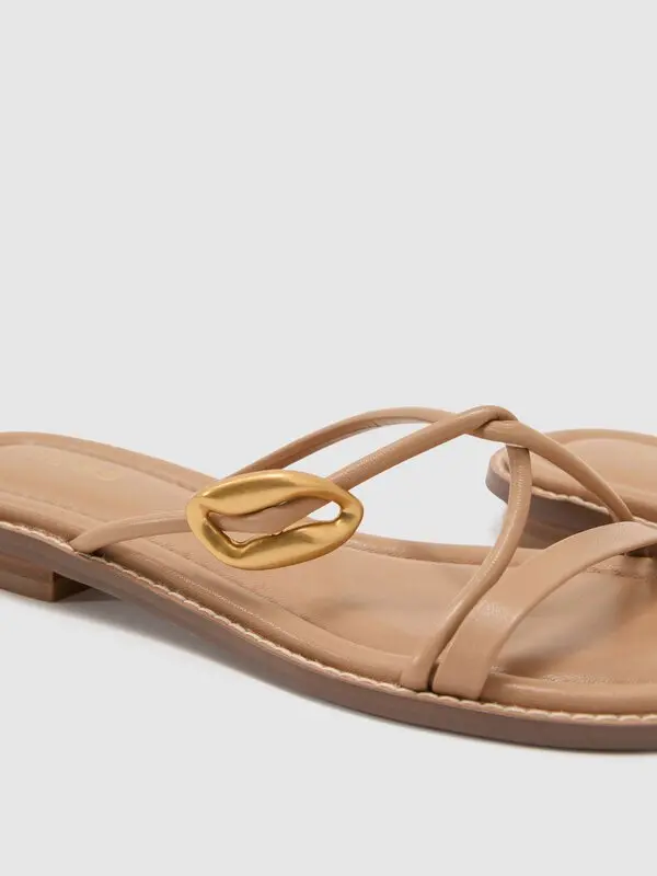 REISS Raina Leather Twist-strap Flat Sandals