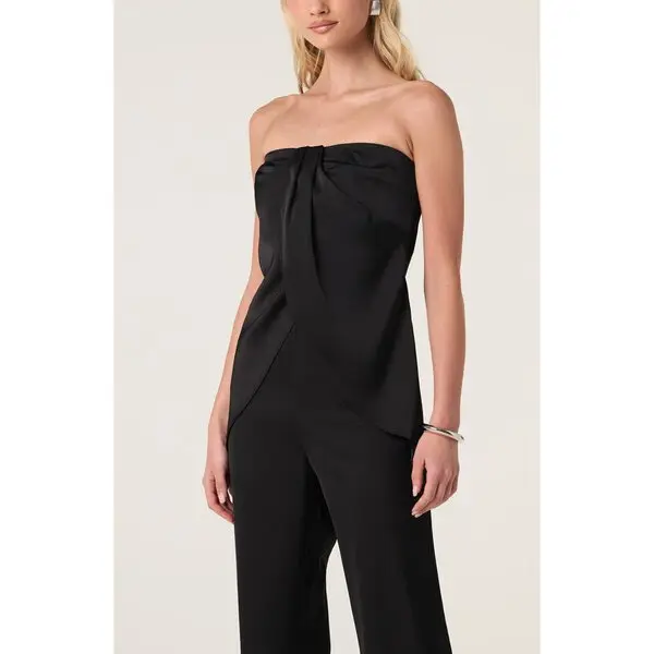 Astr The Label Keona Strapless Twisted Front Top - Black