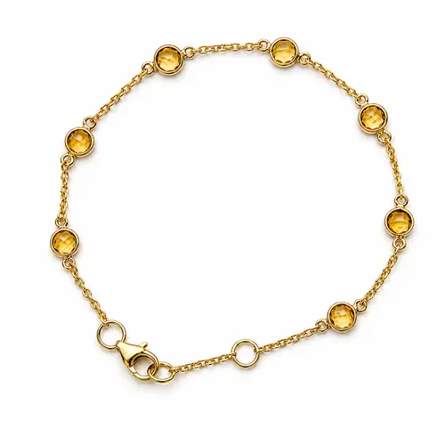 ZUVAN Sterling Citrine Gemstone Bracelet - Gold