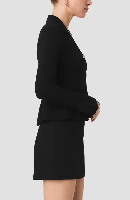 French Connection Crinkle Pointelle Peplum Top
