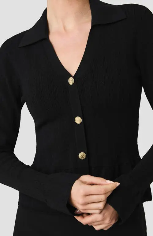 French Connection Crinkle Pointelle Peplum Top