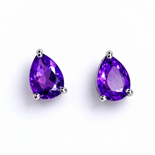 ZUVAN Teardrop Stud Earrings - Amethyst